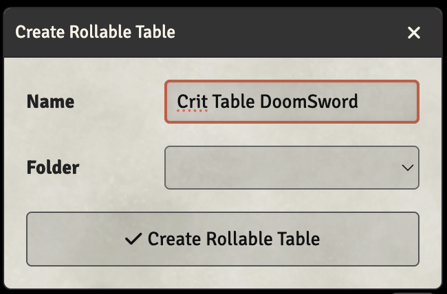 Custom Critical Hit Table - FoundryVTT DCC User Guide